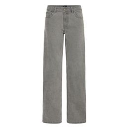 Straight-Jeans oxmo "Straight-Jeans OXHelle", Damen, Gr. 26/30, L&auml;nge 30, grau (mid grau denim), Obermaterial: 68% Baumwolle CO. 27% Polyester PES. 3% Viskose CV. 2% Elasthan EL., Jeans Straight-Jeans