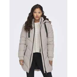 Jacqueline de Yong Steppmantel JDY "JDYSKYLAR LIFE HOOD JACKET OTW NOOS", Damen, Gr. M, grau (chateau gray detail:schwarz), Web, Obermaterial: 100% Polyester, unifarben, ca. Mitte Oberschenkel, Rippb&uuml;ndchen, M&auml;ntel Steppmantel