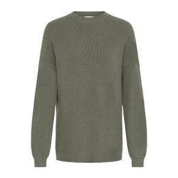 Strickfleece-Pullover oxmo "Strickpullover OXFansy", Damen, Gr. L, braun (mulled basil), Obermaterial: 50% Viskose CV. 28% Polyester PES. 22% Polyamid PA., Pullover