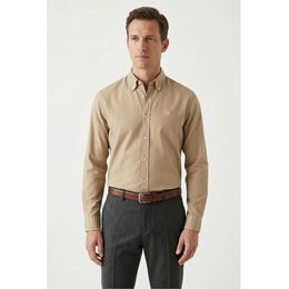 Businesshemd BOSS "ROAN", Herren, Gr. 3XL, N-Gr, beige (open beige286), Web, Obermaterial: 100% Baumwolle, unifarben, slim fit h&uuml;ftbedeckend, 1-Knopf-Manschette mit Schlitz, Hemden, Langarm, Button-Down-Kragen, slim fit