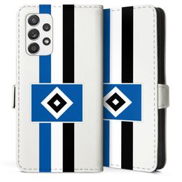 DeinDesign Galaxy A52s 5G Handy Klapph&uuml;lle Handyh&uuml;lle aus Kunst Leder wei&szlig; Flip Case Hamburger Sv Transparent Hsv Sideflip mit Lasche