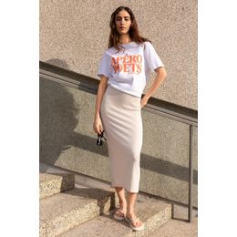 Maxirock SENSES.THE LABEL, Damen, Gr. XL/XXL, beige sense, Frottee, Material: 60% Viskose, 36% Polyester, 4% Elasthan, unifarben, slim fit, R&ouml;cke Maxirock, mit Gehschlitz