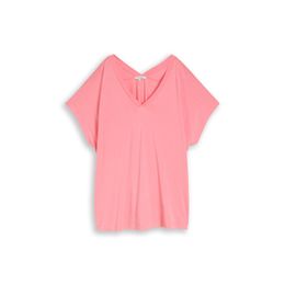 Tom Tailor Damen Plus Size - T-Shirt mit V-Ausschnitt, rosa, Uni, Gr. 46