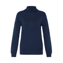 Rollkragenpullover oxmo "Rollkragenpullover OXAida", Damen, Gr. L, blau (total eclipse melange), Obermaterial: 70% Viskose CV. 30% Polyamid PA., Pullover Rollkragenpullover