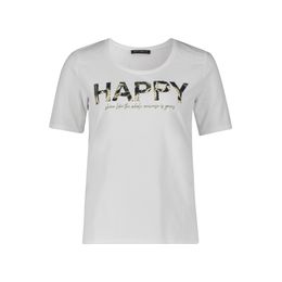 Kurzarmshirt Betty Barclay "Damen mit Placement", Damen, Gr. 36, wei&szlig; (patch wei&szlig;, dunkelblau), Jersey, Obermaterial: 95% Baumwolle, 5% Elasthan, Basic, figurumspielend normal, Rundhals, Shirts