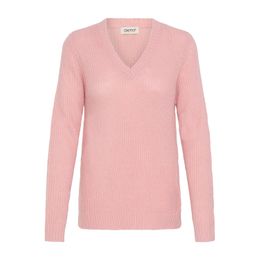 V-Ausschnitt-Pullover oxmo "V-Ausschnitt-Pullover OXFSinvi", Damen, Gr. XL, rosa (zephyr melange), Obermaterial: 100% Polyacryl PAN., Pullover