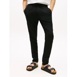 Chinohose Tommy Hilfiger "HARLEM PO SORONA LINEN", Herren, Gr. 32, L&auml;nge 32, schwarz, Web, Obermaterial: 71% Leinen, 29% Polyester, gerade, unten schmal lang, Hosen Chinohose, Tapered Leg Fit, aus Leinenmix, teilelastischer Bund