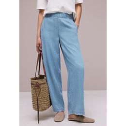 Stoffhose Street One, Damen, Gr. 36, L&auml;nge 30, light blau soft wash, Stoff, 100% Lyocell, unifarben, loose fit lang, Hosen Stoffhose, aus Lyocell