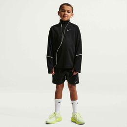 Trainingsshorts Nike "K NK DF MILER SHORT", Kinder, Gr. L (152/158), N-Gr, schwarz, schwarz, reflective silv, Obermaterial: 100% Polyester, Hosen, schnell trocknendes Material, atmungsaktiv, sportlicher Stil