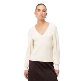 Strickpullover Zero "Damen mit Perlen", Damen, Gr. 40, eggnog, Strick, Obermaterial: 50% Viskose, 22% Polyamid, 28% Polyester. F&uuml;llung:, unifarben, figurbetont normal, V-Ausschnitt, eng, Pullover Strickpullover, weiteres Detail