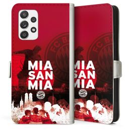 DeinDesign Galaxy A52s 5G Handy Klapph&uuml;lle Handyh&uuml;lle aus Kunst Leder wei&szlig; Flip Case Mia San Mia Fcb Fc Bayern M&uuml;nchen Sideflip mit Lasche