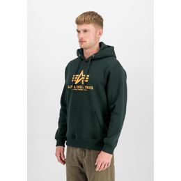 Hoodie Alpha Industries "Basic Hoodie BL", Herren, Gr. L, blau (schwarz petrol), Obermaterial: 80% Baumwolle, 20% Polyester, regular fit, Sweatshirts Hoodie