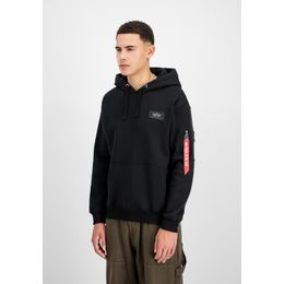Hoodie Alpha Industries "Backprint Hoodie Camo Print", Herren, Gr. L, schwarz (schwarz, woodland), Obermaterial: 80% Baumwolle, 20% Polyester, regular fit, Sweatshirts Hoodie