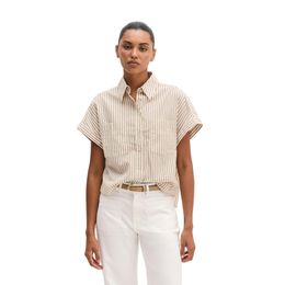 Marc O'Polo Kurzarmbluse MARC O'POLO, Damen, Gr. 42, light beige, Web, Obermaterial: 100% Baumwolle, gestreift, normal, Blusen, gestreift, relaxed aus Baumwoll-Voile
