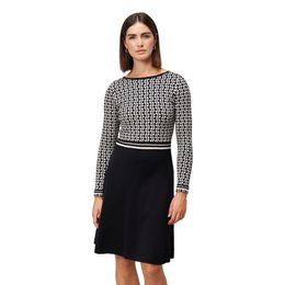 Strickkleid Zero "Damen grafisches Muster", Damen, Gr. 36, Normalgr&ouml;&szlig;en, schwarzcream, Strick, Obermaterial: 22% Polyamid, 78% Viskose. F&uuml;llung:, bedruckt, figurbetont kurz, Rundhals, eng B&uuml;ndchen kontrastfarben, Kleider Strickkleid, Plain/ohne Details