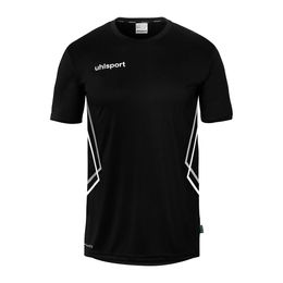 Trainingsshirt Uhlsport "Trainings-T-Shirt Equipe 29 Kids", M&auml;dchen, Gr. 116, schwarz (schwarz, wei&szlig;, steingrau), Obermaterial: 100% Polyester Pol. recyc.., Shirts