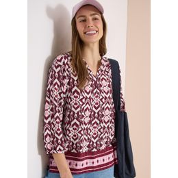 Shirtbluse Cecil, Damen, Gr. L (42), bunt (sweet grape rot), Stoff, 100% Viskose, gemustert, klassisch normal, Rundhals, elastischer Bund, Blusen, aus softer Viskose