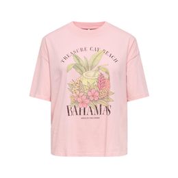 Kurzarmshirt Only "ONLLUCY BOXY S/S TOP JRS", Damen, Gr. S, rosy touch print:bahamas, Jersey, Obermaterial: 100% Baumwolle, bedruckt, normal, Rundhals, Shirts, Baumwolle, Rundhals