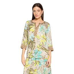 Schlupfbluse Betty Barclay "Damen mit Blumenprint", Damen, Gr. 36, beige, gelb, Obermaterial: 100% Viskose. Besatz: 100% Viskose, figurumspielend normal, V-Ausschnitt, Blusen Schlupfbluse