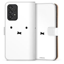 DeinDesign Galaxy A33 5G Handy Klapph&uuml;lle Handyh&uuml;lle aus Kunst Leder wei&szlig; Flip Case Dick Bruna Rabbit Miffy Sideflip mit Lasche
