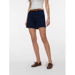 V&eacute;ro Moda Chinoshorts VERO MODA "VMFIEBY MW TAPERED CHINO SHORT SHORTS", Damen, Gr. L, N-Gr, navy blazer, Web, Obermaterial: 98% Baumwolle, 2% Elasthan, unifarben, kurz, Hosen Chinoshorts, Baumwollmischung