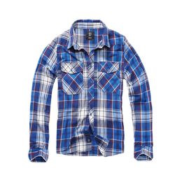 Flanellhemd Brandit "Check Shirt", Herren, Gr. XL, US, blau (blau, wei&szlig;), Obermaterial: 100% Baumwolle CO., Hemden