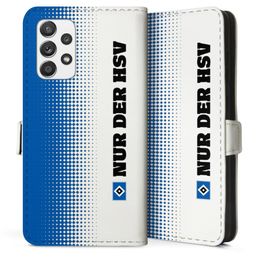DeinDesign Galaxy A52s 5G Handy Klapph&uuml;lle Handyh&uuml;lle aus Kunst Leder wei&szlig; Flip Case Logo Hsv Transparent Sideflip mit Lasche
