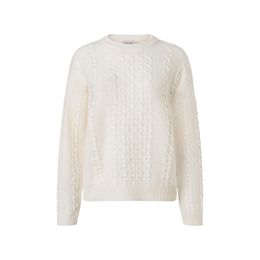 Strickpullover Maerz Muenchen "Maerz Muenchen 314600 Strickpullover Damen Bekleidung", Damen, Gr. 40, wei&szlig;, 100% Schurwolle, Rundhals, Pullover Strickpullover