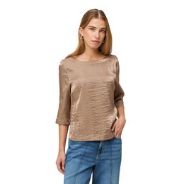 Klassische Bluse Zero "Damen mit Knittereffekt", Damen, Gr. 34, gold, Web, Obermaterial: 85% Viskose, 15% Polyamid. F&uuml;llung:, gl&auml;nzend, festlich, figurumspielend normal, Rundhals, weit, Blusen
