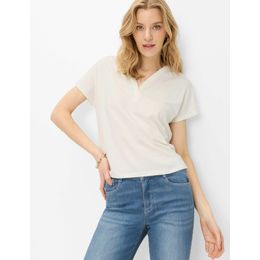 Kurzarmshirt Brax "Style CAELEN S", Damen, Gr. 36, beige (hellbeige), 47% Baumwolle, 47% Modal, 6% Elasthan, Shirts