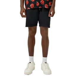 QS Herren Bermudasschwarz, Gr. S, unifarben, Web, Obermaterial: 88% Baumwolle, 12% Leinen, Hosen, Sommershorts mit Kordelzug und Leinen