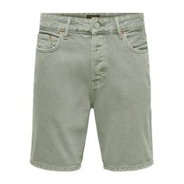 Only & Sons Shorts ONLY & SONS "ONSEDGE GREEN 7979 TAI DNM SHORTS NOOS", Herren, Gr. L, N-Gr, calliste gr&uuml;n, Denim/Jeans, Obermaterial: 100% Baumwolle, used, regular fit ca. Mitte Oberschenkel, Hosen Shorts