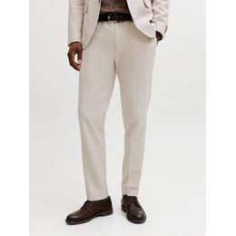 Jack & Jones Stoffhose JACK & JONES "JPRMARTIN SUMMER TRS LINEN BLEND NO06 SN", Herren, Gr. 48, N-Gr, ancient scroll fit:slim fit, Web, Obermaterial: 70% Baumwolle, 30% Leinen, unifarben, slim fit lang, Hosen Stoffhose, Baumwollmischung