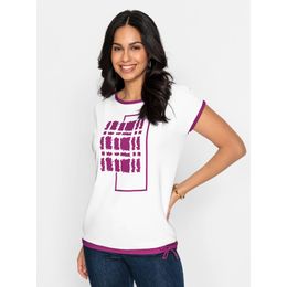 Print-Shirt Inspirationen "Shirt", Damen, Gr. 54, pink (ecru, magenta, bedruckt), 92% Polyester, 8% Elasthan, bedruckt, gemustert, mehrfarbig, unifarben, Rundhals, Shirts