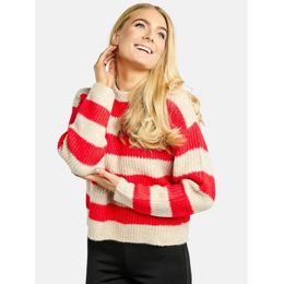 Strickpullover LIBERT&Eacute; ESSENTIEL "Libert&eacute; Essentiel Sweater FRO", Damen, Gr. L, flamingo rot creme stripe, Obermaterial: 52% Viskose, 30% Polyester, 18% Nylon, Pullover Strickpullover