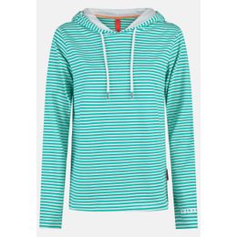 Langarmshirt SALZHAUT "Longsleeve AADLER", Damen, Gr. L, blau (sanftes wei&szlig;, lagoon), Obermaterial: 95% Baumwolle CO recyc.. 5% Elasthan EL., Shirts Langarmshirt