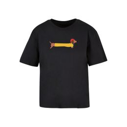 T-Shirt Merchcode "Merchcode Ladies Christmas Dog Tee", Damen, Gr. L, schwarz, 100% Baumwolle, bedruckt, oversize, Rundhals, Shirts T-Shirt