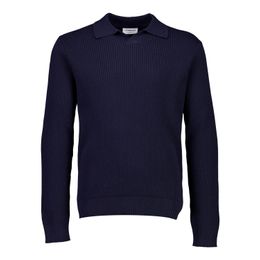 Strickpullover LINDBERGH "Strickpullover Relaxed Fit", Herren, Gr. L, navy, Obermaterial: 60% Baumwolle, 40% Polyester, unifarben, V-Ausschnitt, Pullover Strickpullover
