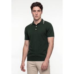 Poloshirt FELIX HARDY "Strick-Polo Shirt Kurzarm", Herren, Gr. L, dunkelgr&uuml;n, 100% Baumwolle, Shirts