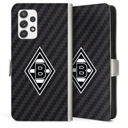DeinDesign Galaxy A52s 5G Handy Klapph&uuml;lle Handyh&uuml;lle aus Kunst Leder wei&szlig; Flip Case Borussia M&ouml;nchengladbach Carbon Gladbach Sideflip mit Lasche