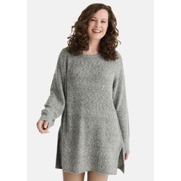 Strickpullover STOOKER WOMEN "CAJA Strick Longpullover", Damen, Gr. 40/42, gr&uuml;n (gr&uuml;n meliert), Jersey, 94% Polyester, 3% Polyamid, 3% Elasthan, slim fit, Rundhals, Pullover Strickpullover, Strick-Longpullover Rundhals f&uuml;r Damen