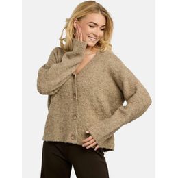 Cardigan LIBERT&Eacute; ESSENTIEL "Libert&eacute; Essentiel Cardigan LOU", Damen, Gr. L, schwarz sand, Obermaterial: 67% Polyester, 18% Polyamid, Strickjacken