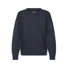 Rundhalspullover oxmo "Rundhalspullover OXSelmo", Damen, Gr. XL, blau (total eclipse), Obermaterial: 50% Polyacryl PAN. 50% Polyacryl PAN recyc.., Sweatshirts Rundhalspullover