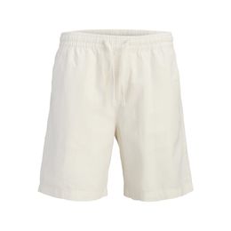Jack & Jones Bermudas JACK & JONES "JPSTJAIDEN SUMMER LINEN BLEND STRIPE REG", Herren, Gr. L, N-Gr, jet stream, angeraute Sweatware, Obermaterial: 69% Baumwolle, 31% Leinen, unifarben, regular fit kniefrei, Hosen Bermudas, mit elastischem Bund
