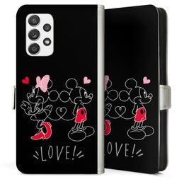 DeinDesign Galaxy A52s 5G Handy Klapph&uuml;lle Handyh&uuml;lle aus Kunst Leder wei&szlig; Flip Case Disney Love Sideflip mit Lasche