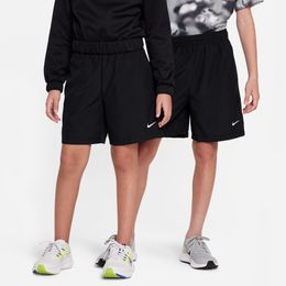 Shorts Nike "B NK DF MULTI WVN SHORT", Jungen, Gr. M (140/146), N-Gr, schwarz, wei&szlig;, Obermaterial: 100% Polyester, Hosen Shorts, schnell trocknendes Material, atmungsaktiv, mit Eingrifftaschen