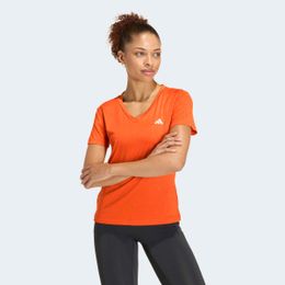 T-Shirt adidas Performance "WE MIN V NK TEE", Damen, Gr. XS, pure orange, Obermaterial: 93% Polyester, 7% Elasthan, V-Ausschnitt, Shirts T-Shirt