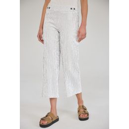 Culotte STREET ONE STUDIO, Damen, Gr. 34, L&auml;nge 26, sanftes wei&szlig;, Web, Obermaterial: 57% Baumwolle, 42% Polyester, 1% Elasthan, gestreift, loose fit 7/8-L&auml;nge, Hosen Culotte, aus Seersucker-Material