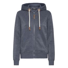 Sweatjacke oxmo "Sweatjacke OXMille", Damen, Gr. S, blau (total eclipse melange), Obermaterial: 55% Polyester PES. 45% Baumwolle CO., Sweatjacken Sweatjacke