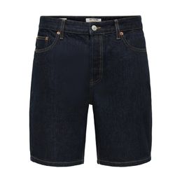 Only & Sons Shorts ONLY & SONS "ONSEDGE RINSE 6496 AZG DNM SHORTS NOOS", Herren, Gr. L, N-Gr, dunkelblau denim detail:rinse, Denim/Jeans, Obermaterial: 100% Baumwolle, used, regular fit ca. Mitte Oberschenkel, Hosen Shorts